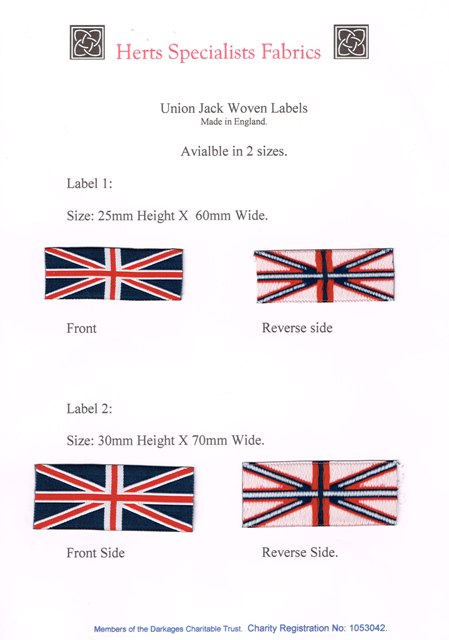 Union Jack Label – Herts Specialist Fabrics